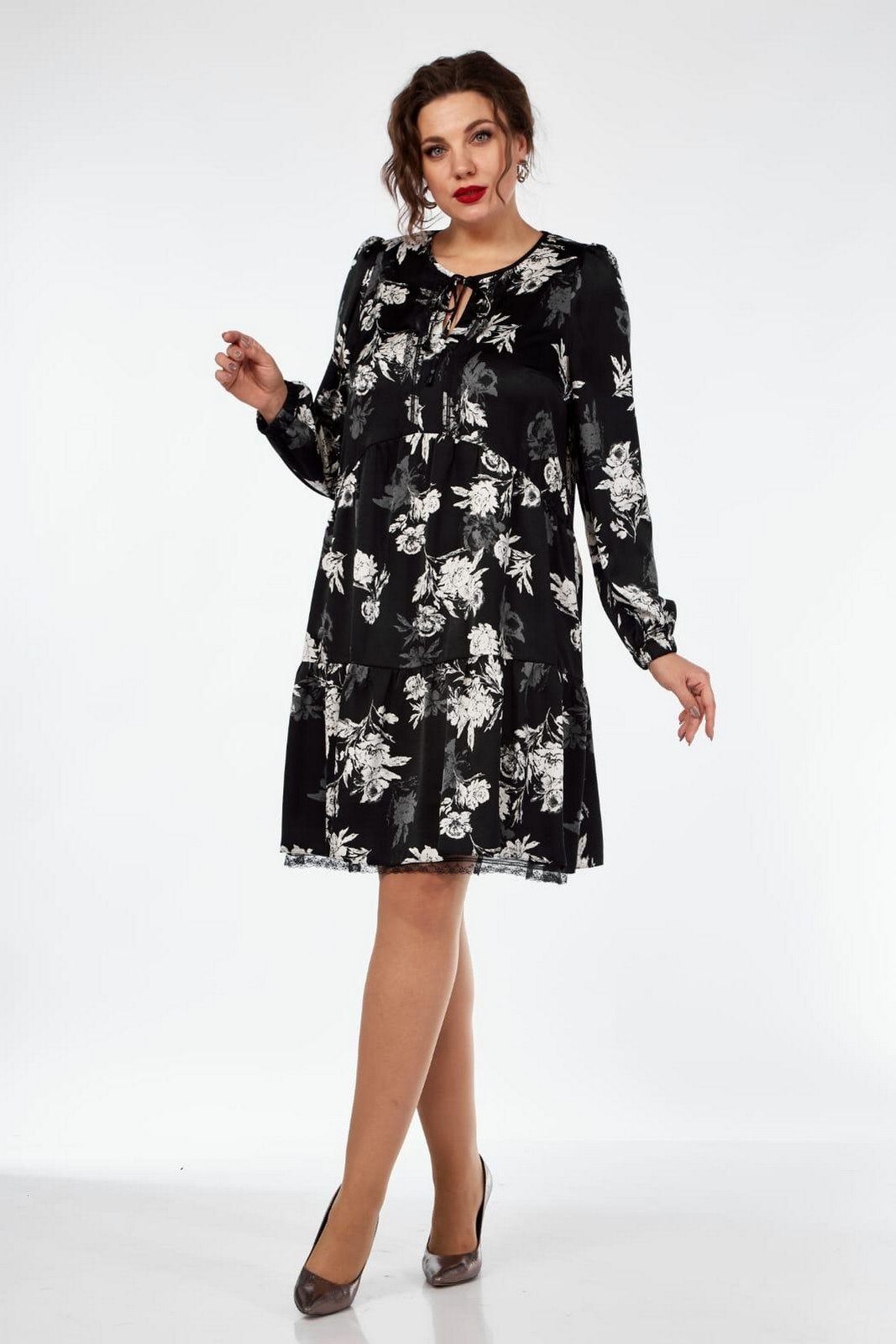 Платье 1035 черный + букет Milora купить в интернет магазине Велесмода